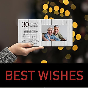 30th Anniversary Picture Frame, 30th Wedding Anniversary for Her Him Couple Husband Wife, Happy 30th Wedding Anniversary Decorations for Wall Desk Tabletop Shelf, 30 Years Wedding Gift Ideas 4