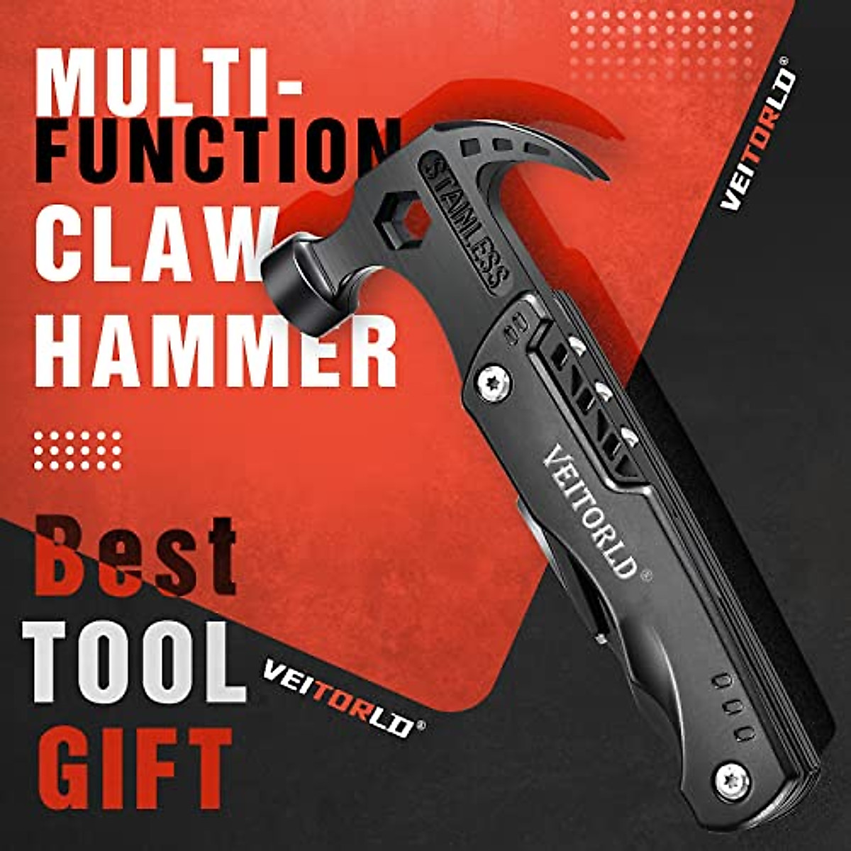 VEITORLD Cool Gadgets Survival Tools Hammer Multitool, Gifts for Men Him Dad, Anniversary Birthday Gift for Husband Boyfriend, Camping Accessories Gadgets Stocking Stuffers for Men