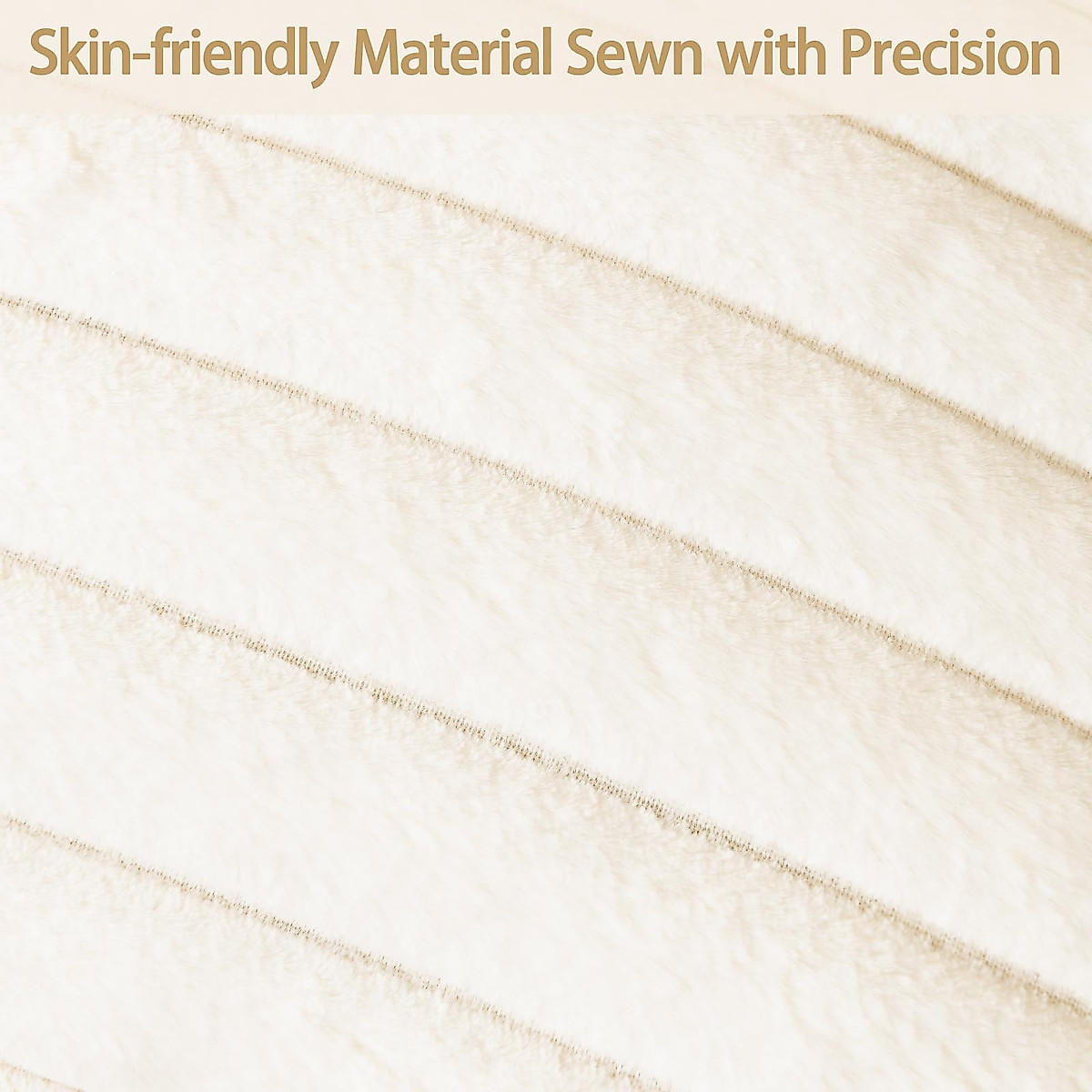 Volcanics Pack of 1 Double-Sided Faux Fur Plush Decorative Throw Pillow Covers 18x18 Inches Soft Fluffy Striped Couch Pillow Cases, Cream White