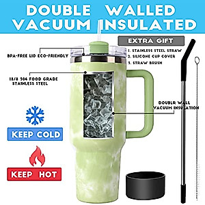 40 oz Tumbler with Handle and Straw Lid,Stainless Steel Travel Mug Water Bottle Cup,Reusable Insulated Vacuum splashproof Cup,for Car,Home,Office,Gifts