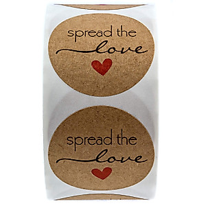 Spread The Love Stickers / 500 Canning Labels/Wedding Favor Homemade Jam Jelly Stickers / 1.5" Brown Kraft Small Business Label/Made in The USA