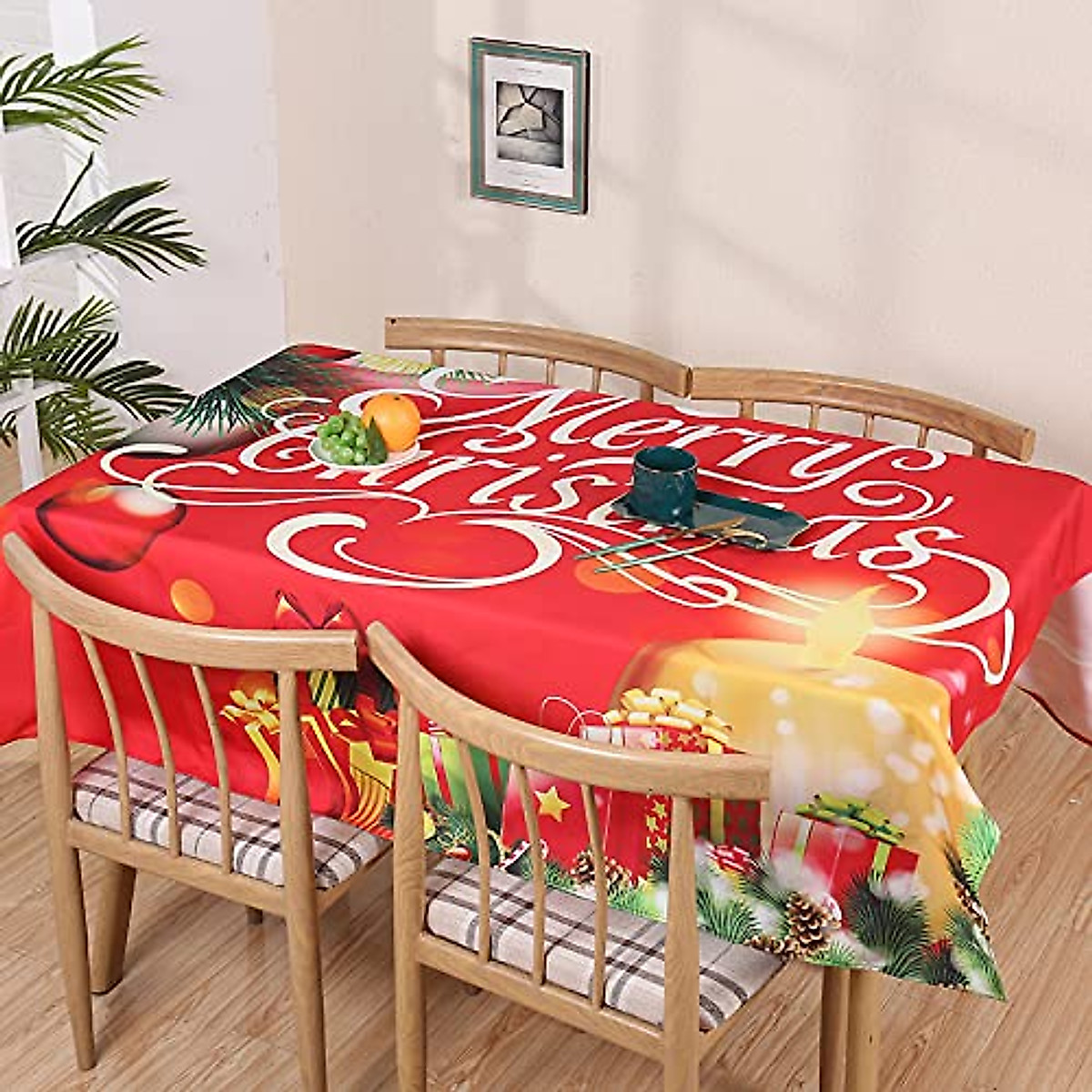 MLQL Christmas Tablecloth Waterproof Rectangular Home Coffee Table Table Cover Party Restaurant Decoration placemat A7 140x210cm