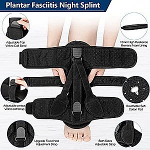 IKUSELY Upgrade Plantar Fasciitis Night Splint, Plantar Fasciitis Relief Brace, 3 Adjustable Straps Plantar Fasciitis Night Splint Relief Plantar Fasciitis, Foot Drop, Achilles Tendonitis, Day&Night (Black) (Black)