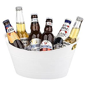 6 Pack Plastic Oval Storage Tub, Ice Bucket for Wine, Beer and Champagne, Bottle Drink Cooler for Parties, Storage Basket, 4.5 Liter