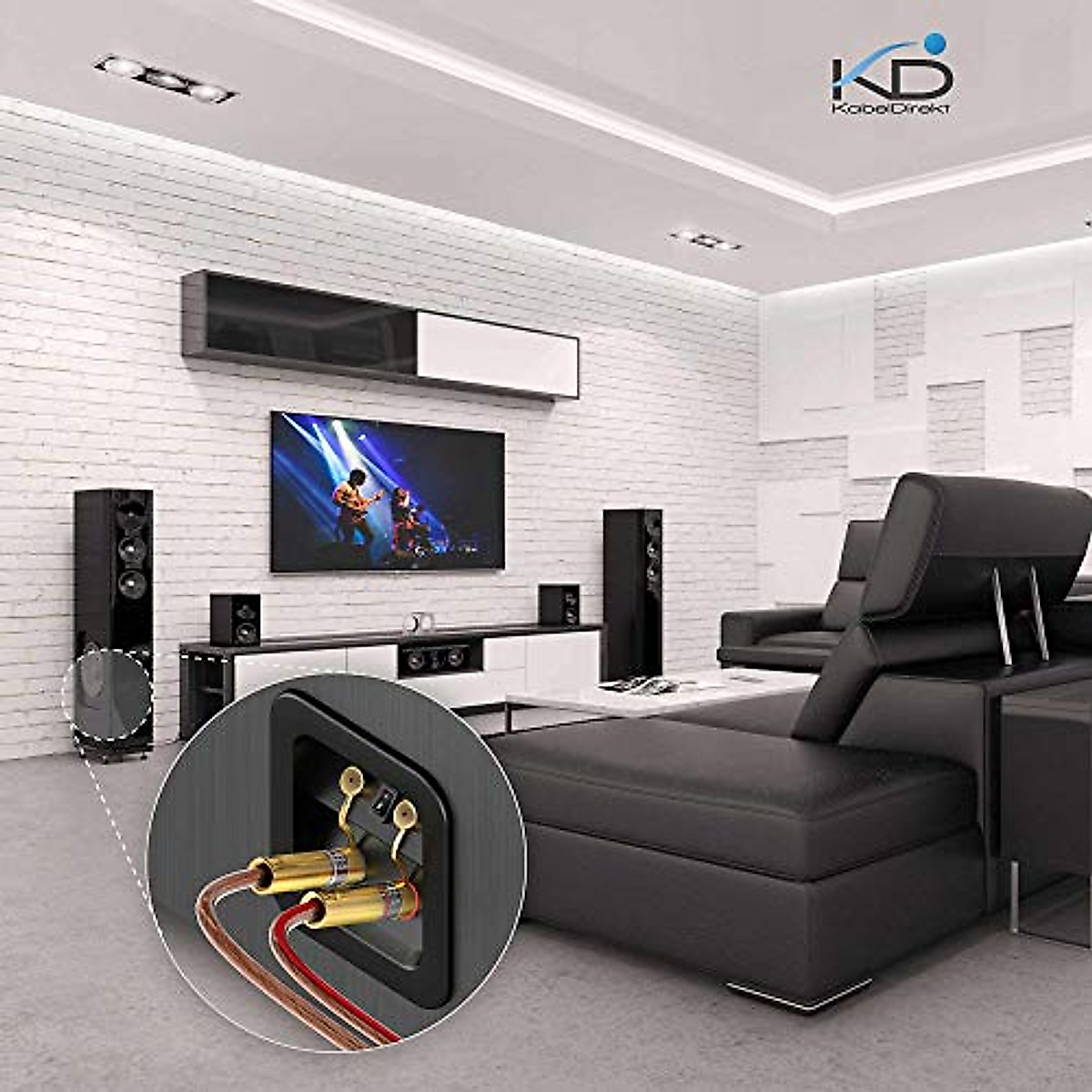 KabelDirekt – Banana Plugs – 5 Pairs (for Speaker Wire, AWG 10-16, Allow Flexible Connection to Speakers, amplifiers, A/V receivers, Power amplifiers & Stereo Systems, Fixing Screws, Gold Plated)