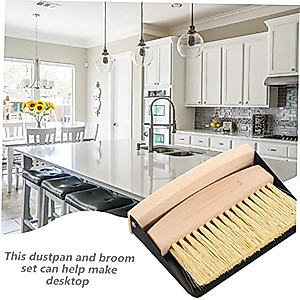 GAROZATION 1 Set Small Broom Dustpan Mini Hand Whisk Broom Portable Mini Broom Handheld Dustpan Mini Containers Desktop Drawer Table Cleaning Broom Cleaning Dust Pan Broom Outdoor Black Beech