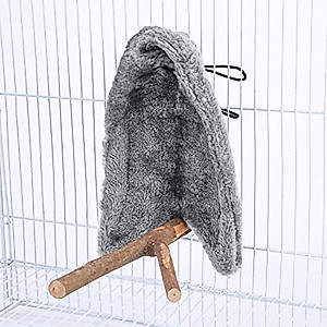 Filhome Comfort Corner Fleece Bird Blanket Parrot Cage Snuggle Hut Warm Bird Nest House Bed Hanging Hammock Toy for Parakeet Cockatiel Pigeon Small Animals Shelter Plush Bedding(Size M)