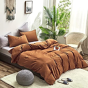 CLOTHKNOW Caramel Pumpkin Comforter Set Queen Burnt Orange Bedding Comforter Sets Brown Queen Comforter Terracotta Bed Comforter Sets Soft Bedding Sets 3Pcs Pumpkin Comforter Sets Queen