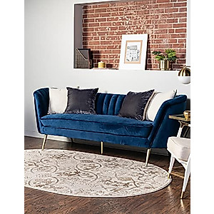 Rugs.com Nepal Collection Rug – 8X10 Oval Dark Beige Medium Rug Perfect for Living Rooms, Large Dining Rooms, Open Floorplans