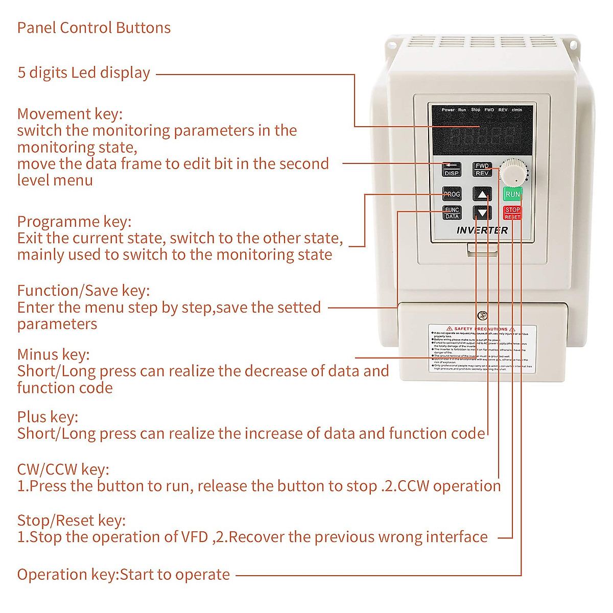 AC220V 8A 1.5KW Variable Frequency Drive Converter Speed Controller Converter