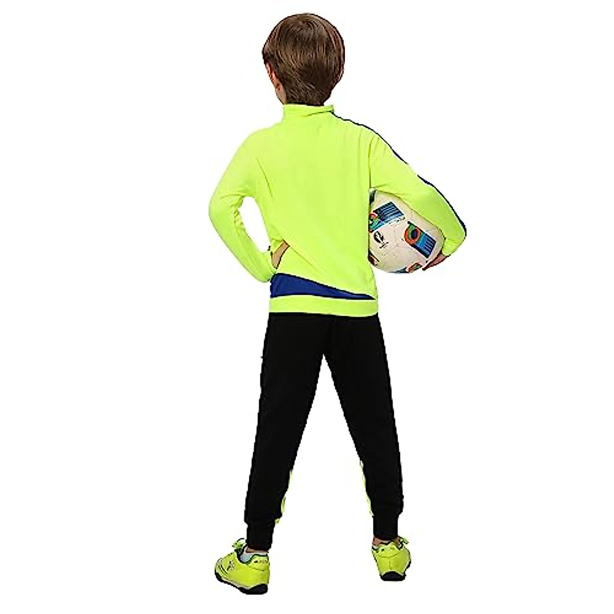 M2C Boys 2 Piece Tracksuit Quater Zip Pullover Sweatshirt and Jogger Pants Set Neon Green 7-8