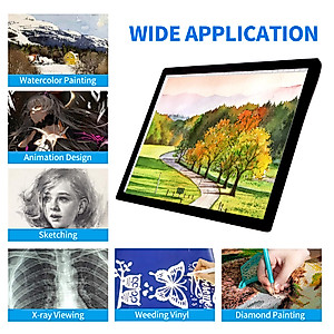 A4 Rechargeable Light Pad with Carry Bag, KOBAIBAN Wireless Magnetic Tracing Light Box, 5-Level Brightness LED Light Tablet Board, Cordless Battery Powered Light Drawing Table for DIY Diamond Painting