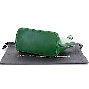 PRIMO SACCHI Ladies Italian Leather Green Small Micro Cross Body Shoulder Bag Handbag Purse
