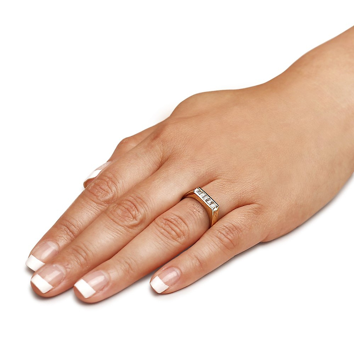 Size - 7 - Solid 14k Yellow Gold Round Cut Flat Bridal Engagement Ring & Wedding Band CZ Cubic Zirconia (2.0cttw., 1.0ct. Center)