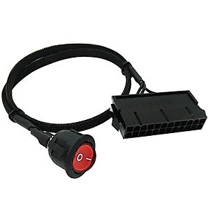 COMeap ATX Power Jumper Cable, 24 Pin ATX Red LED Power On/Off Switch Bridge Adapter Braided 21.5-inch(55cm)