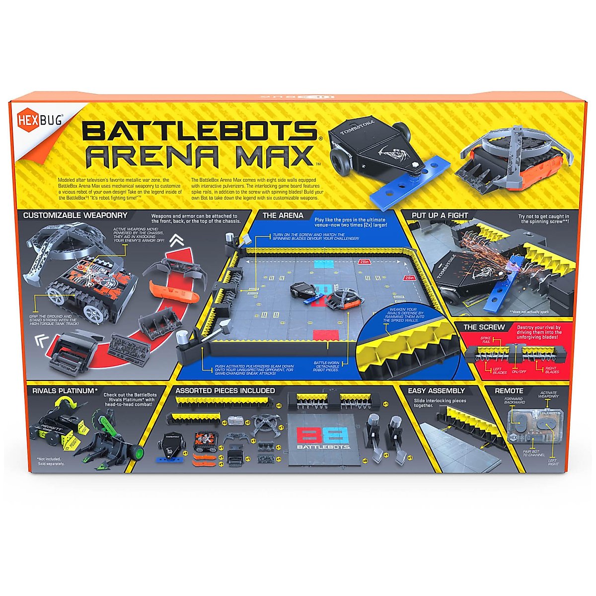 HEXBUG BattleBots Arena MAX, Multiplayer Robot Board Game for Kids, Remote Control Toy, Batteries Included, for Boys and Girls Ages 8 and Up
