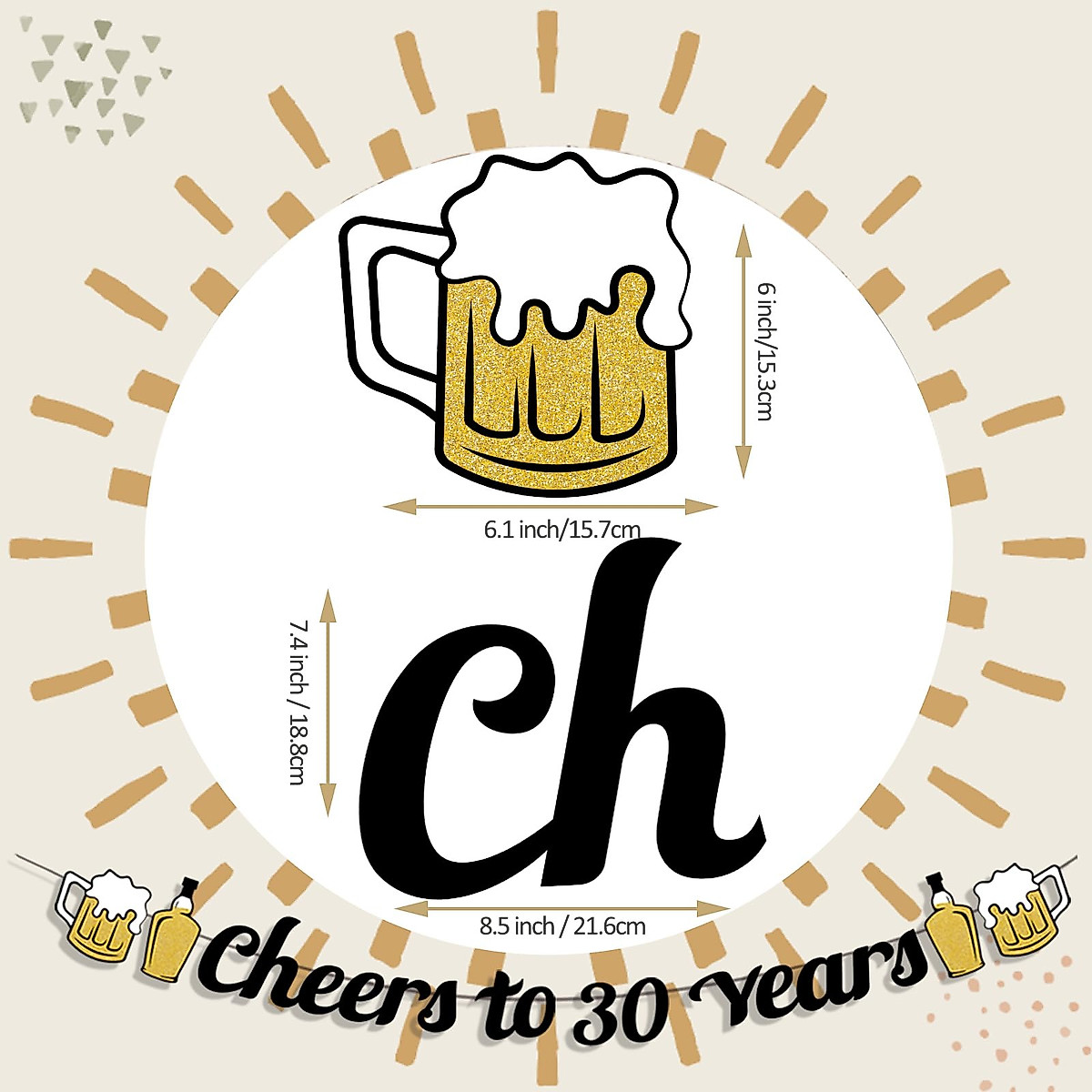 30th Birthday Decorations for Him,Black and Gold 30th Birthday Decorations with Banner Number 30 Balloons Curtains and Balloons