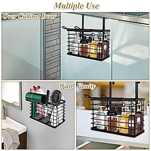 CYEAH 2 Pack Hair Dryer Holders, 3-in-1 Hair Tool Organizer Blow Dryer Holder, Adjustable Height Wall Mounted/Cabinet Door Bathroom Organizer Storage for Hair Dryer, Curling Wands, Hair Straighteners