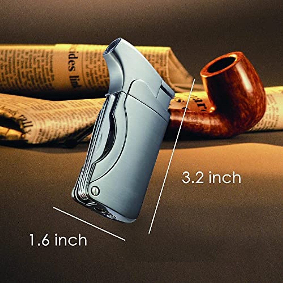 Urgrette 4 in 1 Pipe Lighter Butane Torch Lighter Refillable Jet Flame Lighter with 4 Pipe Cleaner Tools Multifunctional Gas Lighter for Camping Grill Fireplace Candle (Gas Not Included)