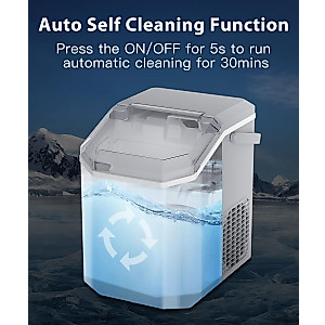 Joy Pebble Nugget Ice Maker, 10,000pcs/33lbs/Day, Portable Handheld Nugget Ice Maker Machine with Handle, Ice Makers Countertop Self-Cleaning, Ice Scoop and Basket, for Home/Office/Party, Silver