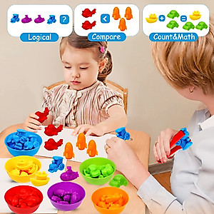 NAODONGLI Counting Transport Matching Game with Rainbow Bowls,Color Sorting & Sensory Training Montessori Preschool Education Learning Fine Motor Skills Easter Gifts for 3 4 5 Years Old Boys Girls