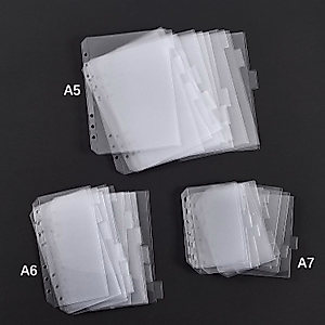 UMSICHT 12PCS A6 Binder Pockets with No Zippers, Zipless Budget Envelopes with Index Bits Design, A6 Binder Pouch for 6 Ring Binder, Money Folder Organizer,Clear PVC Savings Challenges Envelopes,12PCS