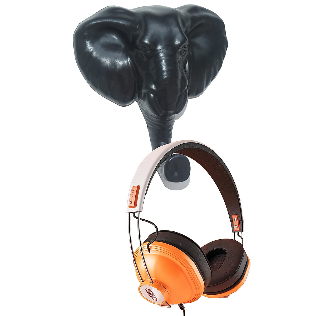 CAAHANJIA Ceramic Elephant Hooks,Adhesive Hooks,Wall Cabinet Door Towel Robe Clothes Hooks Self Adhesive Holders for Hanging Kitchen Bathroom Home Hooks 3 Pack (Black)