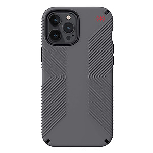 Speck Products Presidio2 Grip iPhone 12 Pro Max Case, Graphite Grey/Graphite Grey/Bold Red