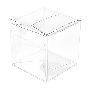 2x2x2 Clear Gift Boxes | Clear Plastic Boxes for Holiday Christmas Weddings Parties | Square Cube Party Favor Boxes for Ornaments Gifts Candy Cookies Cupcakes Packaging With Lids | ClearBags Food Safe PLB104 | 25 Boxes