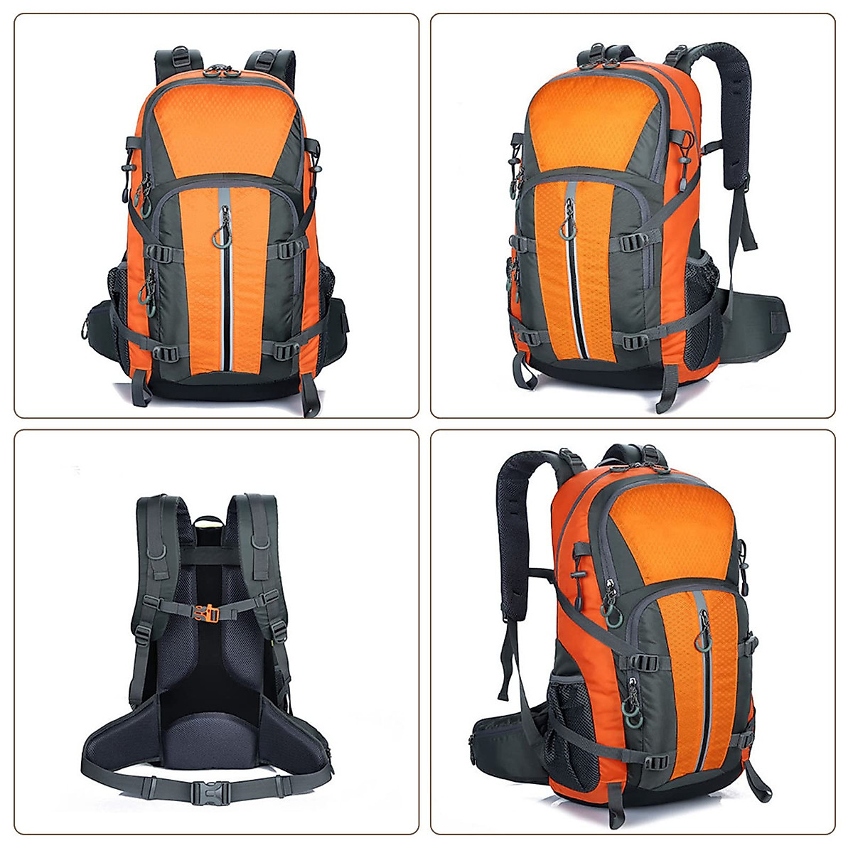 AUGUR Hiking Backpack 40L Lightweight Backpack Fit Camping/Outdoor/Traveling/Weekender/Overnight/Beach/Vacation Water Resistant Daypacks for Women Men (Orange)