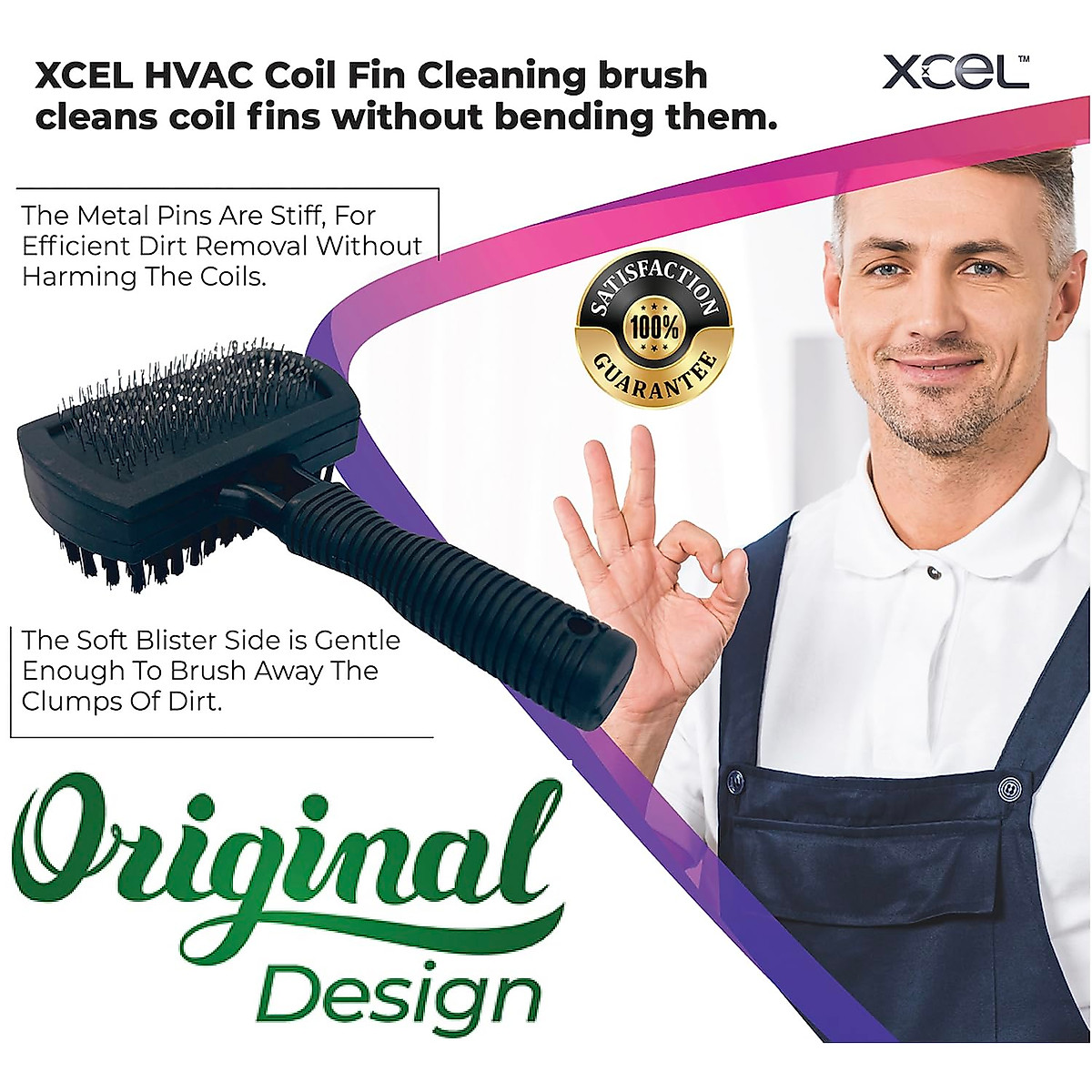 Next Generation Air Conditioner Evaporator Coil Fin Cleaning Brush V2 (Double-Sided) - By XCEL