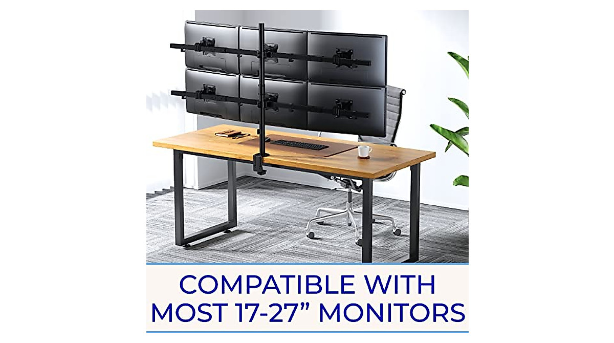 Adjustable 6 Monitor Mount Desk Stand - Stand Steady