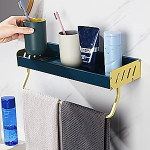 FVRTFT Shower Rack with Hook Shower Caddy Self Adhesive Shower Shelves Wall Mounted No Drilling Space Aluminum For Bathroom Kitchen,blue B,50cm