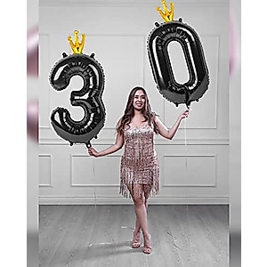 Black Number 30 Balloon 40 inch, 30 Number Balloon, 30th Black Birthday Decorations, 30 Year Old Girl Boy Party Suppliers