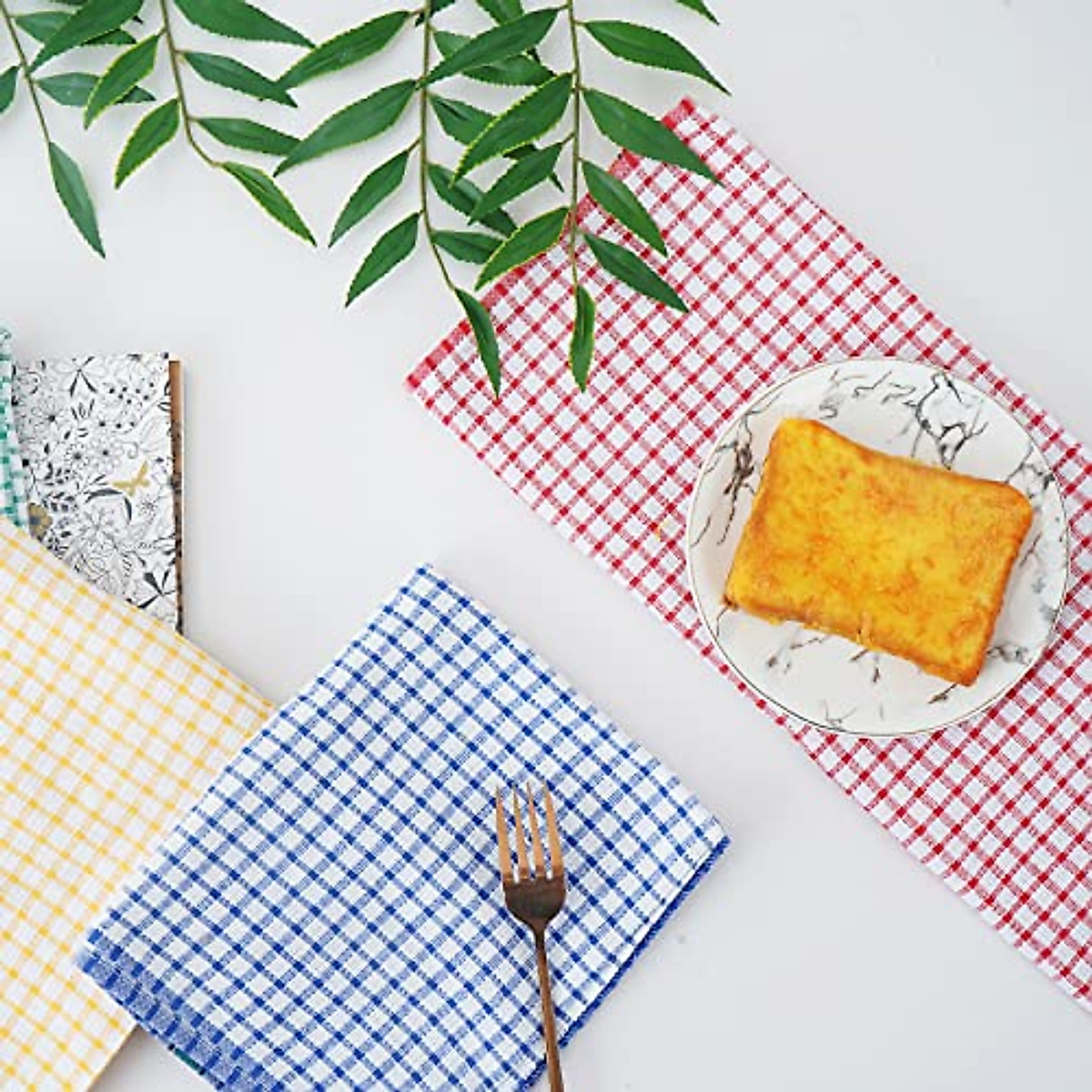 Gentlife Large Kitchen Dish Towels, 16 Inch x 26 Inch Bulk Absorbent Cotton Kitchen Towels Super Soft Dish Cloths, 4 Pack Bright Colorful Tea Towels Bar Towels for Washing Drying Dishes and Household