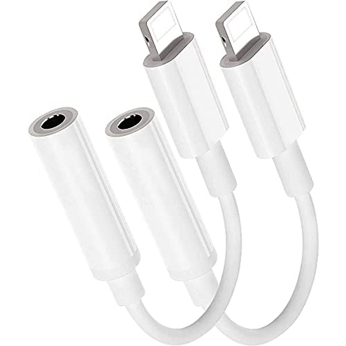 esbeecables 2 Pack for iPhone 3.5mm Headphones Adapter, Apple MFi Certified Lightning to 3.5mm Earphones/Headphones Jack Aux Audio Adapter Dongle for iPhone 14/13/12/11/XS/XR/X/8/7/SE, Support All iOS