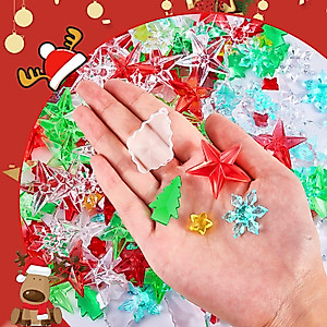 240 Pcs Mini Acrylic Star Ornaments Mini Christmas Tree Mini Snowflake Ornaments Table Scatter Vase Filler for Christmas Holiday Party Decoration (Star, Tree, Snowflake)
