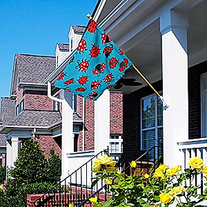 Welcome Yard Flag Vertical Seasonal Garden Flag Cute Ladybug Red Black Carapace Insect Dense Animal Blue Waterproof Double Sided Flag for Indoor Outdoor Courtyard Decoration