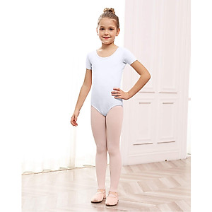 Stelle Leotard for Girls Toddler Ballet Leotards Dance Gymnastics Outfits with Bow Back (White, 5T)