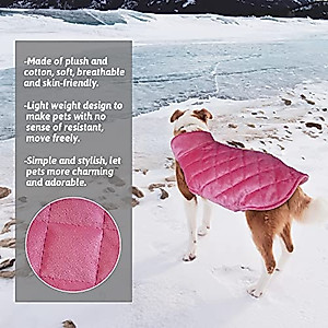 IECOii Dog Jacket for Cold Weather, Plush Pet Cotton-Padded Clothes for Autumn Winter, Pet Clothes with Adjustable Magic Sticker, Ultra Soft Pets Coat Vest for Cats and Small, Medium Dogs, Pink, L