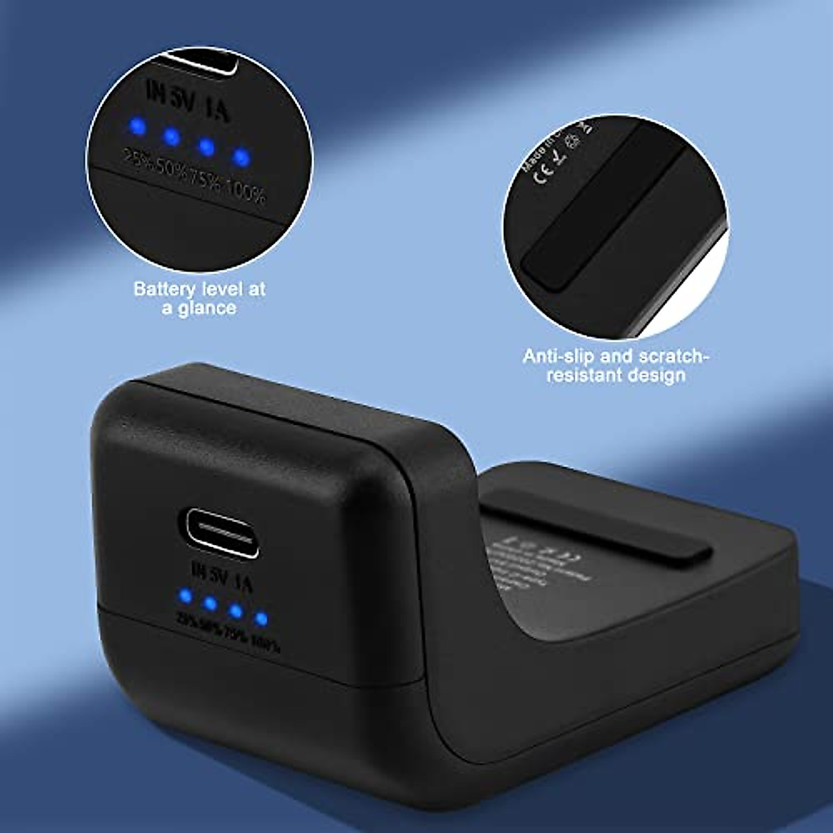 SIKEMAY PS5 Controller Accessories Rechargeable Battery Pack, 1800mAh Fast Charging External Battery with LED Indicator and USB Type-C Charger Cable, Portable Wireless DualSense Kit - Black