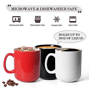 20 OZ Large Coffee Mug, Harebe Smooth Ceramic Tea Cup for Office and Home, Big Capacity with Handle, Red