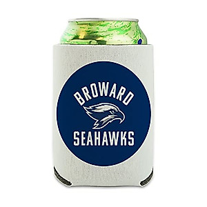 Broward College Seahawks Logo Can Cooler - Drink Sleeve Hugger Collapsible Insulator - Beverage Insulated Holder