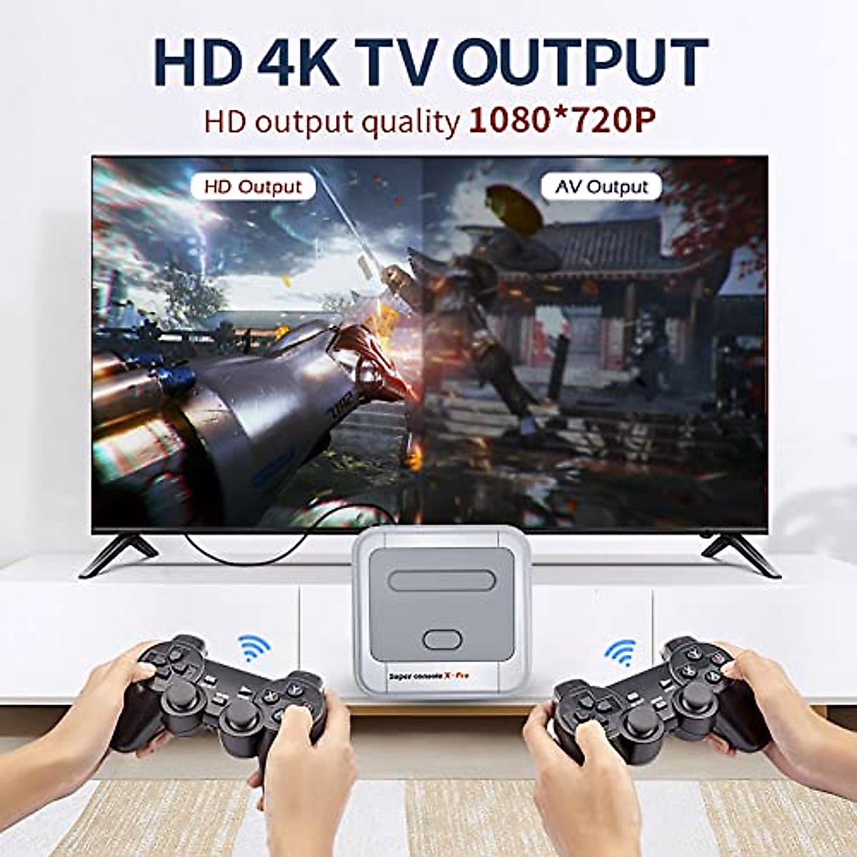 Kinhank Super Console X Pro,117,000+ Classic Games Retro Video Game Console,Gaming Systems for 4K TV HD/AV Output,Dual Wireless 2.4G Controllers,Up to 5 Players,Gift for Men(256G)