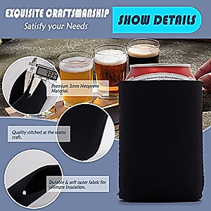 LUCKIPLUS Black Beer Can Coolers Neoprene Can Sleeves Collapsible Insulated Coolers Bulk 12 Packs, 25 Packs (50, Black)