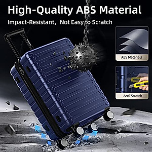 SHOWKOO Luggage Sets Expandable ABS Hardshell 3pcs Clearance Luggage Hardside Lightweight Durable Suitcase sets Spinner Wheels Suitcase with TSA Lock (Deep Blue)