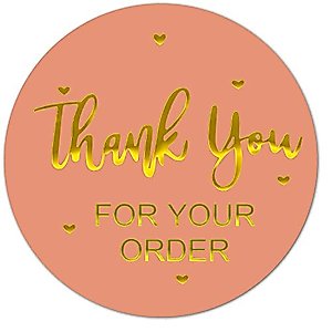 Thank You for Your Oder Stickers Roll, 1.5", Used for Your Products, Packages, Bags, Envelopes, Boxes, Cards, Letters... (1 Roll, 1000 Stickers)
