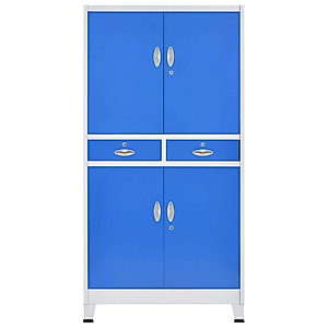 Festnight Metal Office Cabinet with 3 Adjustable Shelves and 2 Drawers Lockable 4 Door File Storage Cabinet Letter Documents Organizer Home Office Furniture 35.4 x 15.7 x 70.9 Inches (W x D x H)