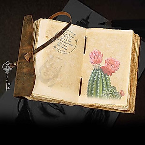 cuero Compass Vintage Leather Journal Antique Handmade Bound Journal with Deckle Edge Paper Diary Leather Sketchbook Drawing Journal Notebook Great Gift Men & Women (6X8 Inch)