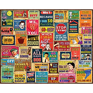 White Mountain Things Parents Say 1000 Piece Jigsaw Puzzle Fun Collage Puzzles for Adults and Family